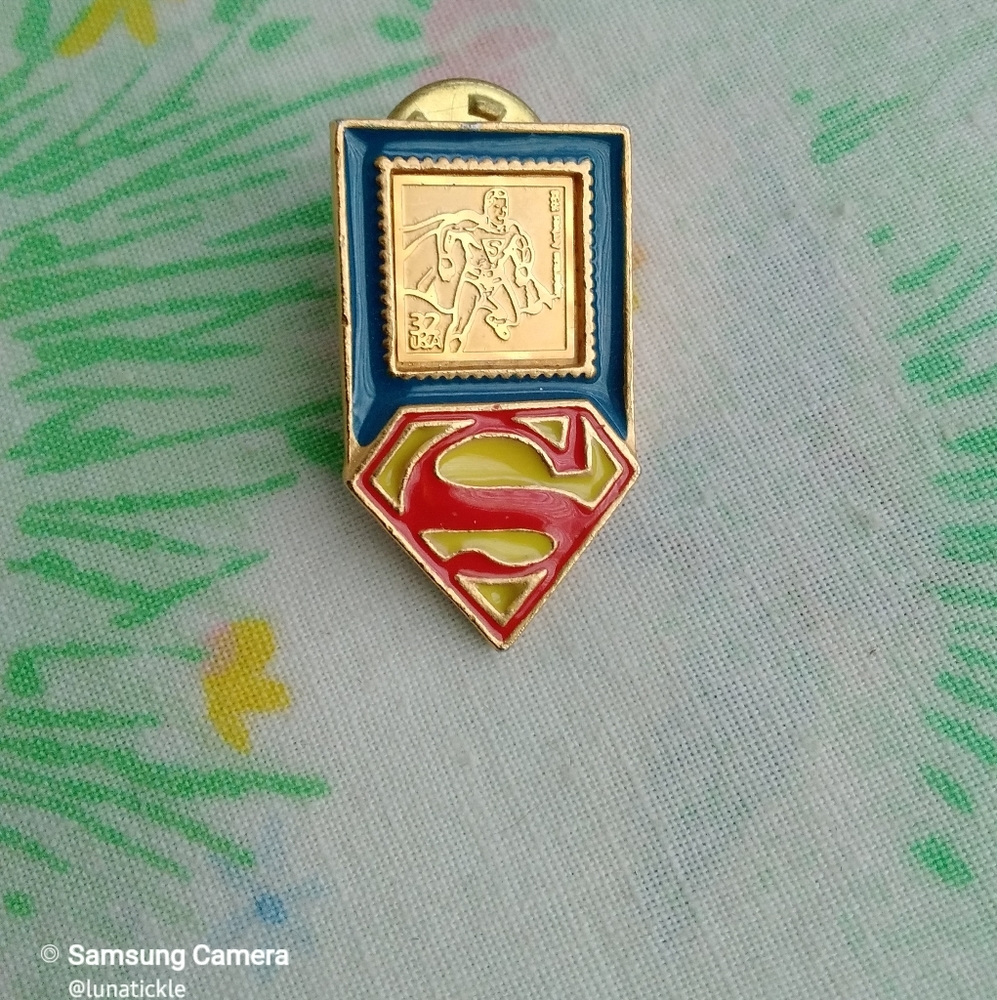 Vintage Superman 50th Anniversary Stamp Pin - Gem